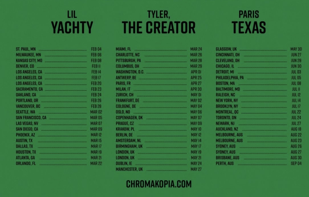 Tyler, The Creator is heading out on the 'CHROMAKOPIA Tour'