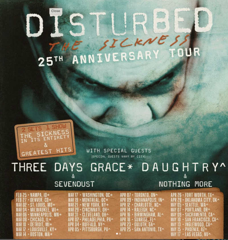 Disturbed honors "The Sickness" with 25th anniversary tour