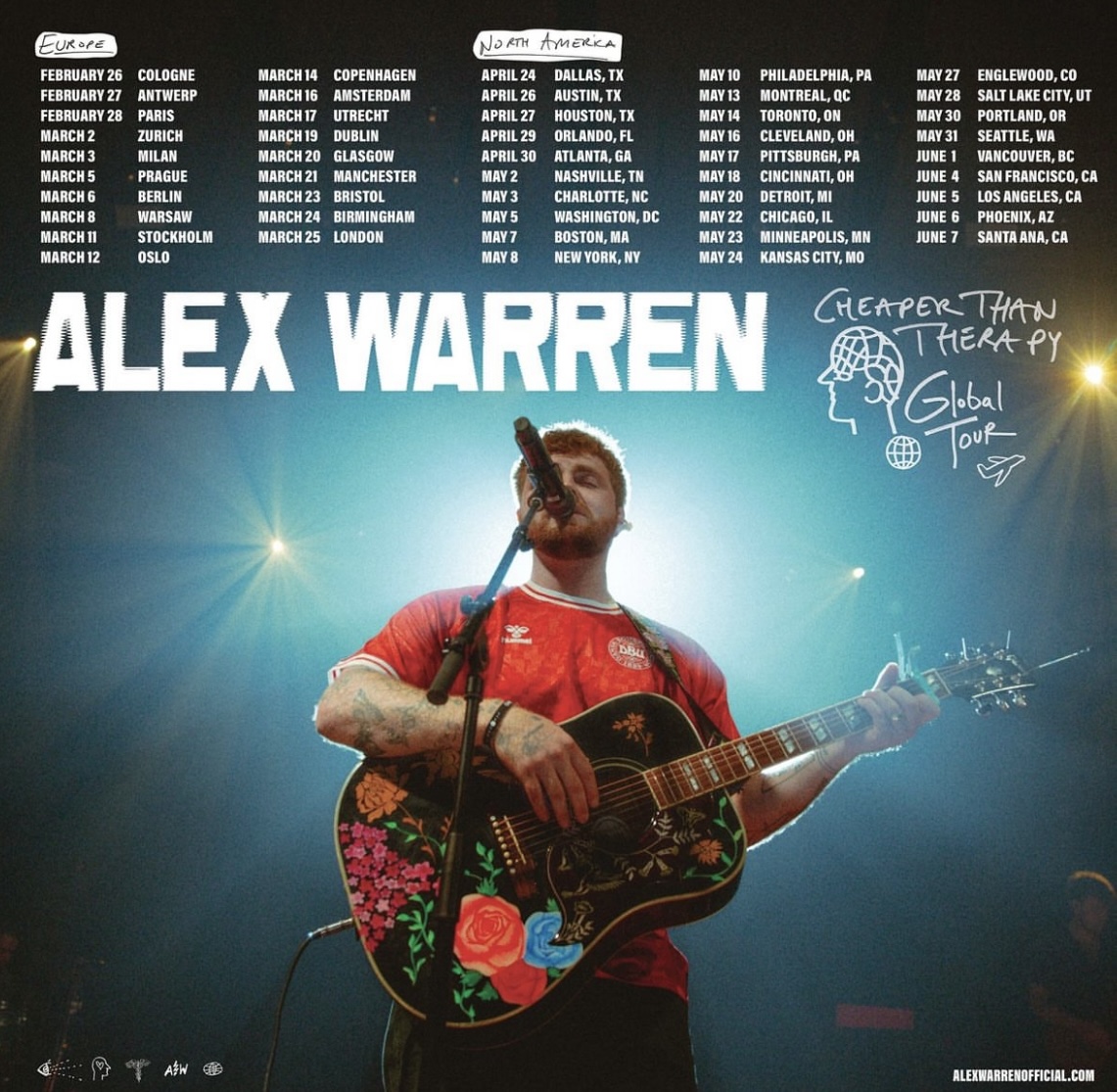 Alex Warren announces 'Cheaper Than Therapy Global Tour'