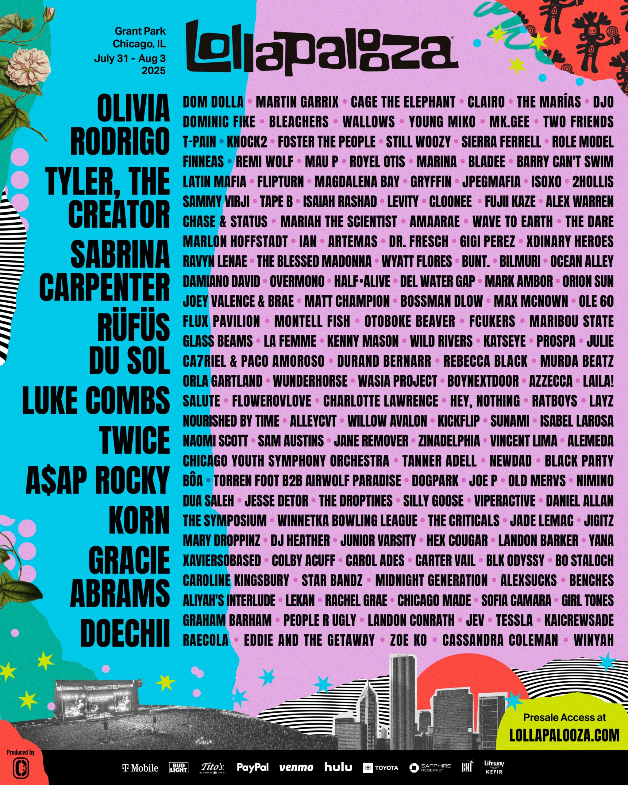 Lollapalooza announces lineup with Olivia Rodrigo + more