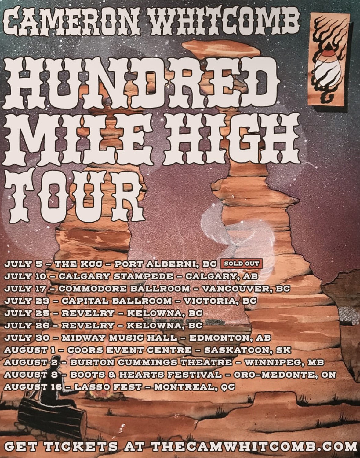 Cameron Whitcomb brings 'Hundred Mile High Tour' to Canada