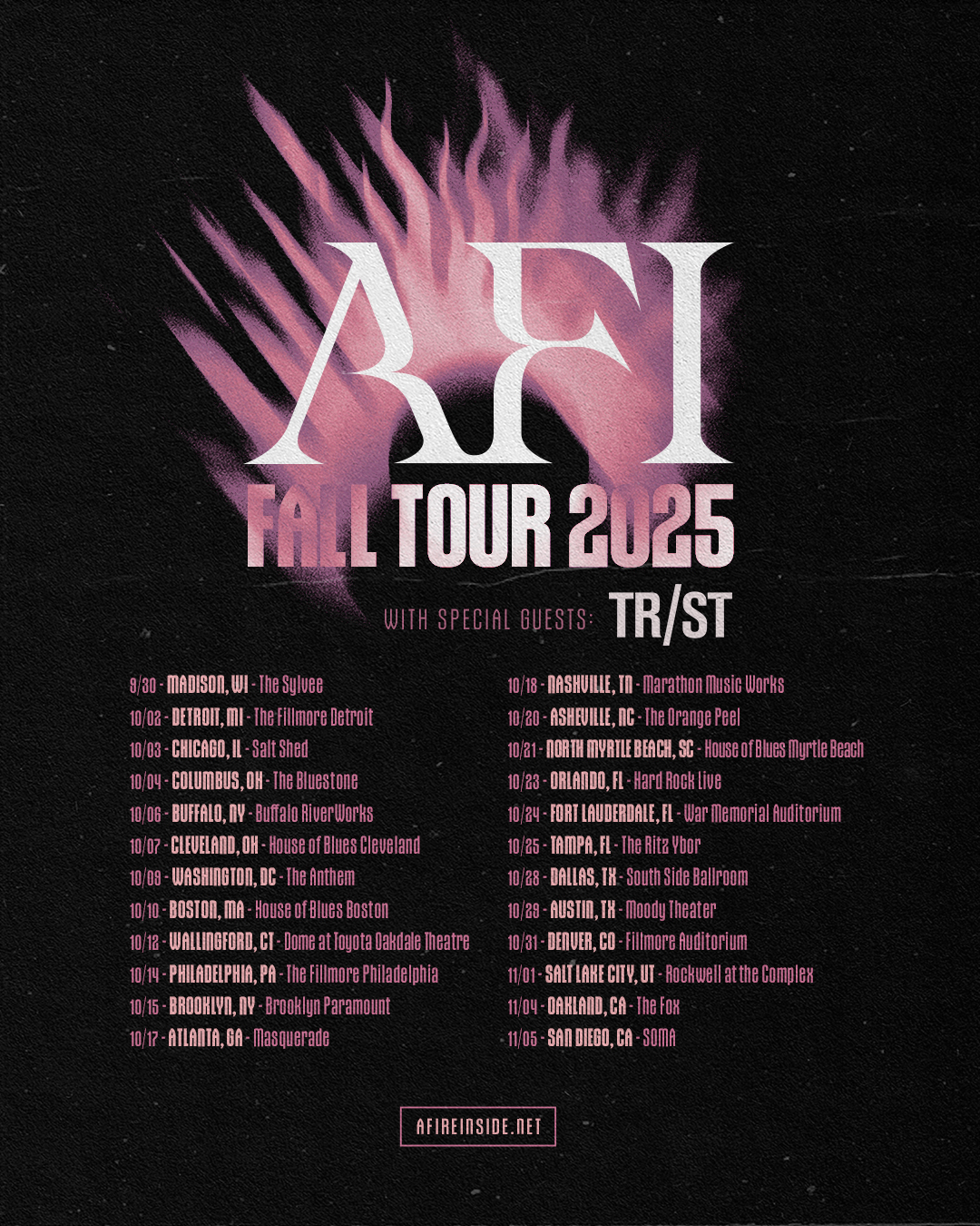 AFI announce 2025 fall tour with TR/ST » // MELODIC Magazine