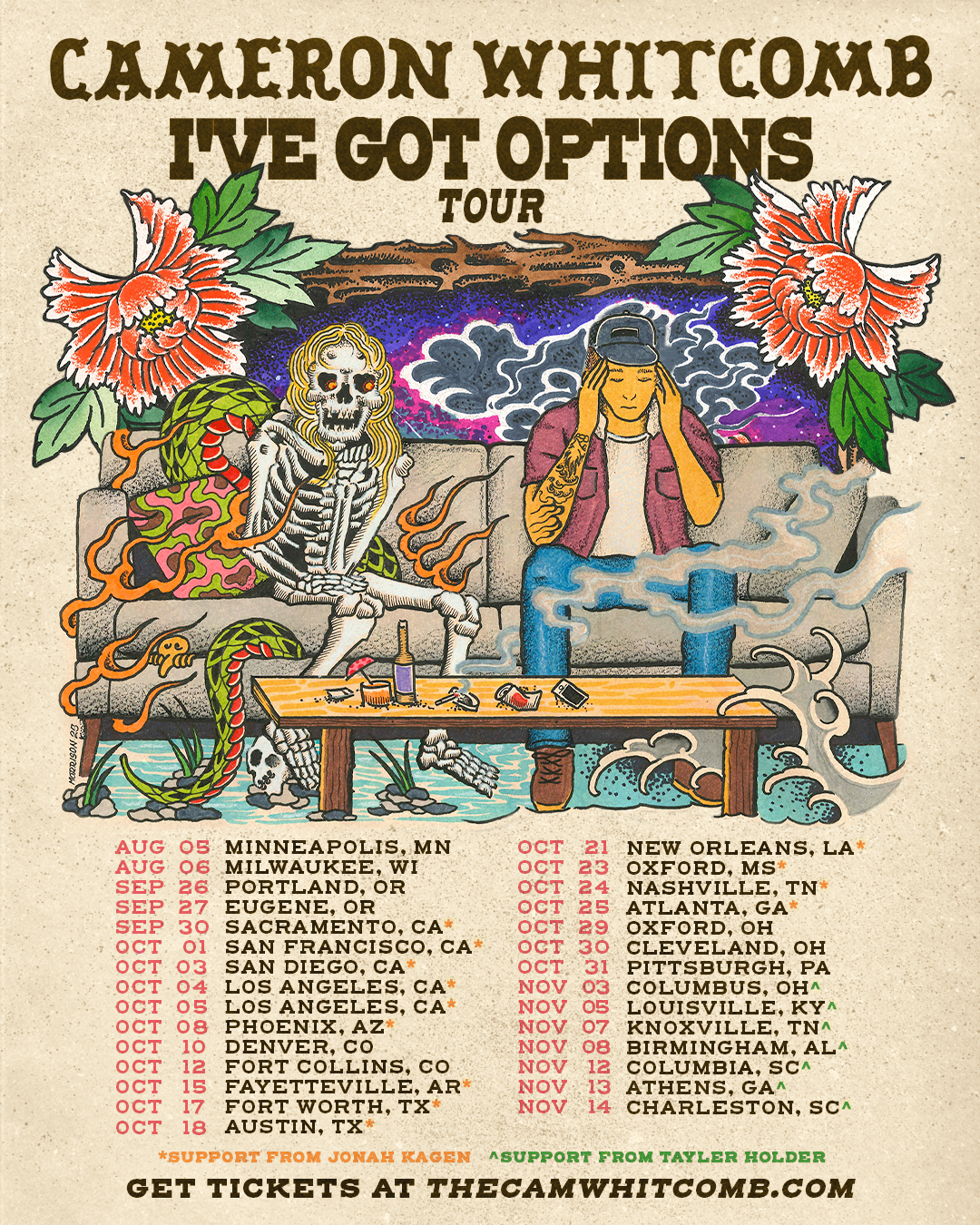 Cameron Whitcomb announces the “I’ve Got Options” Tour