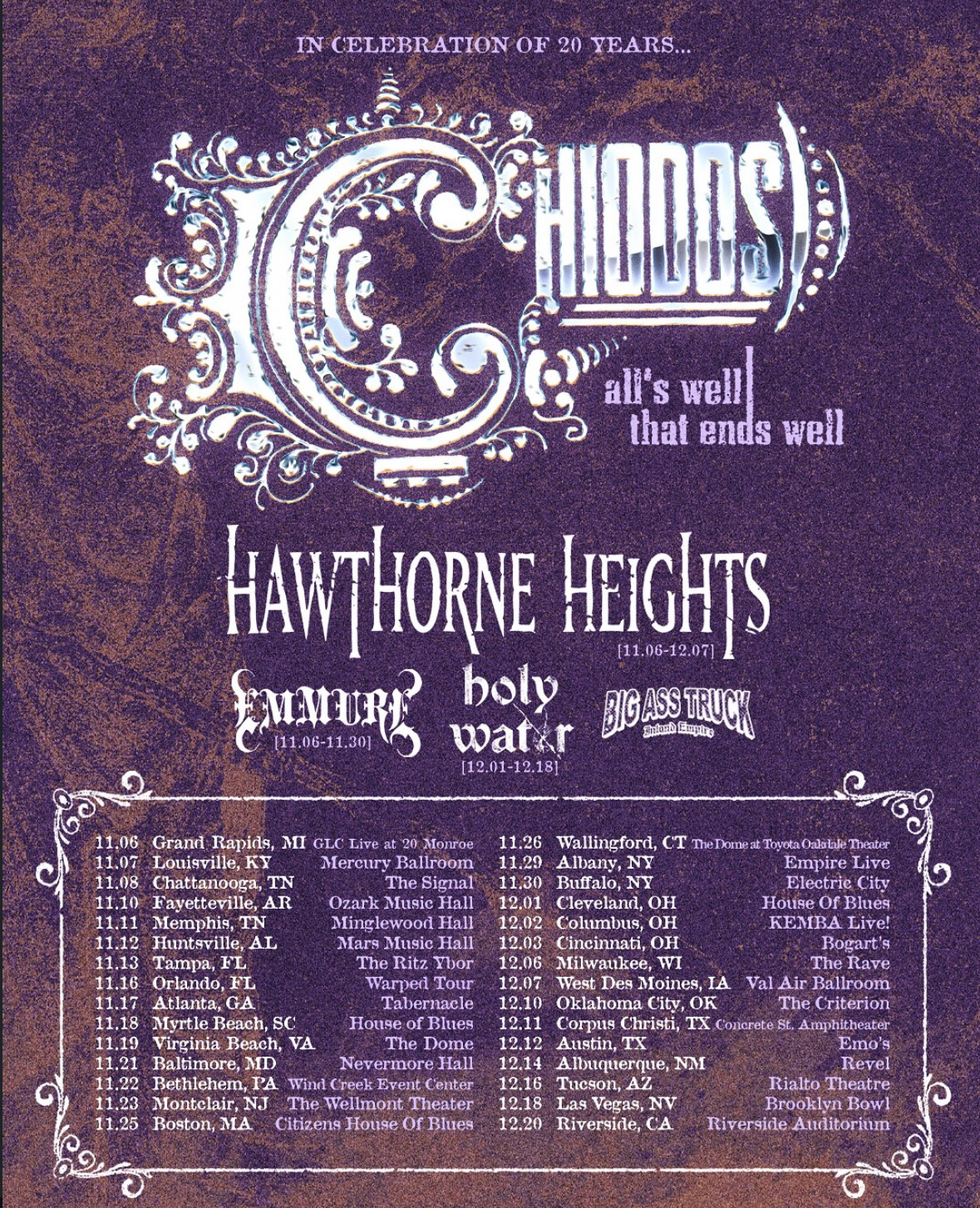 Chiodos announce second U.S. leg of All’s Well That Ends Well 20th ...
