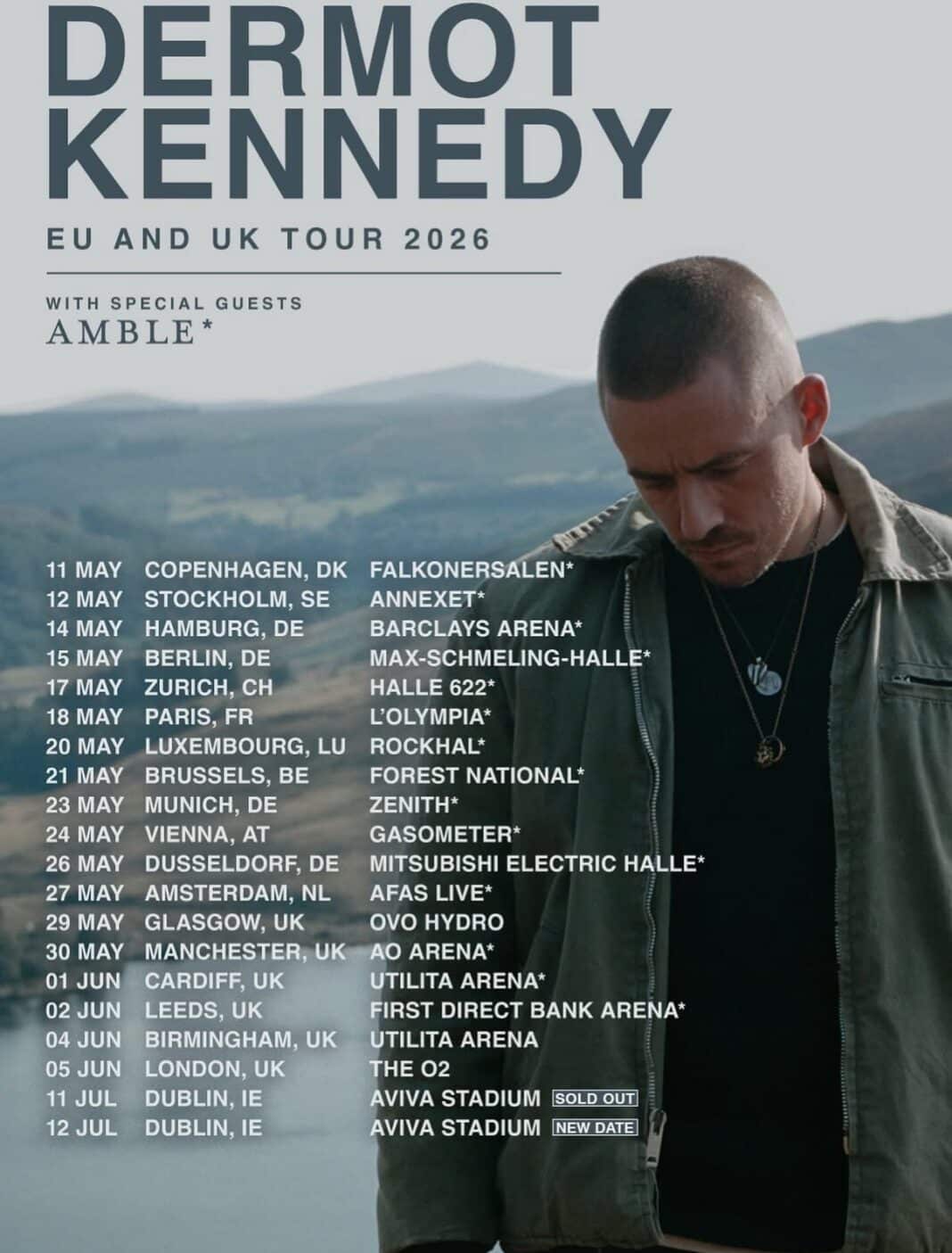 Dermot Kennedy reveals 2026 Europe + UK arena tour » // MELODIC Magazine