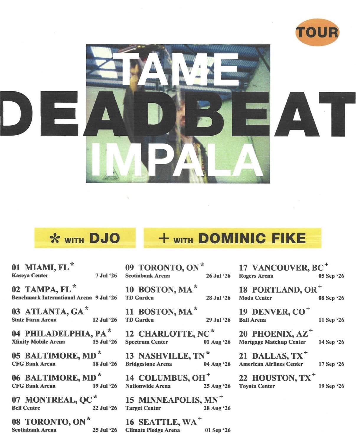 Tame Impala reveals second North American leg of the Deadbeat Tour ...