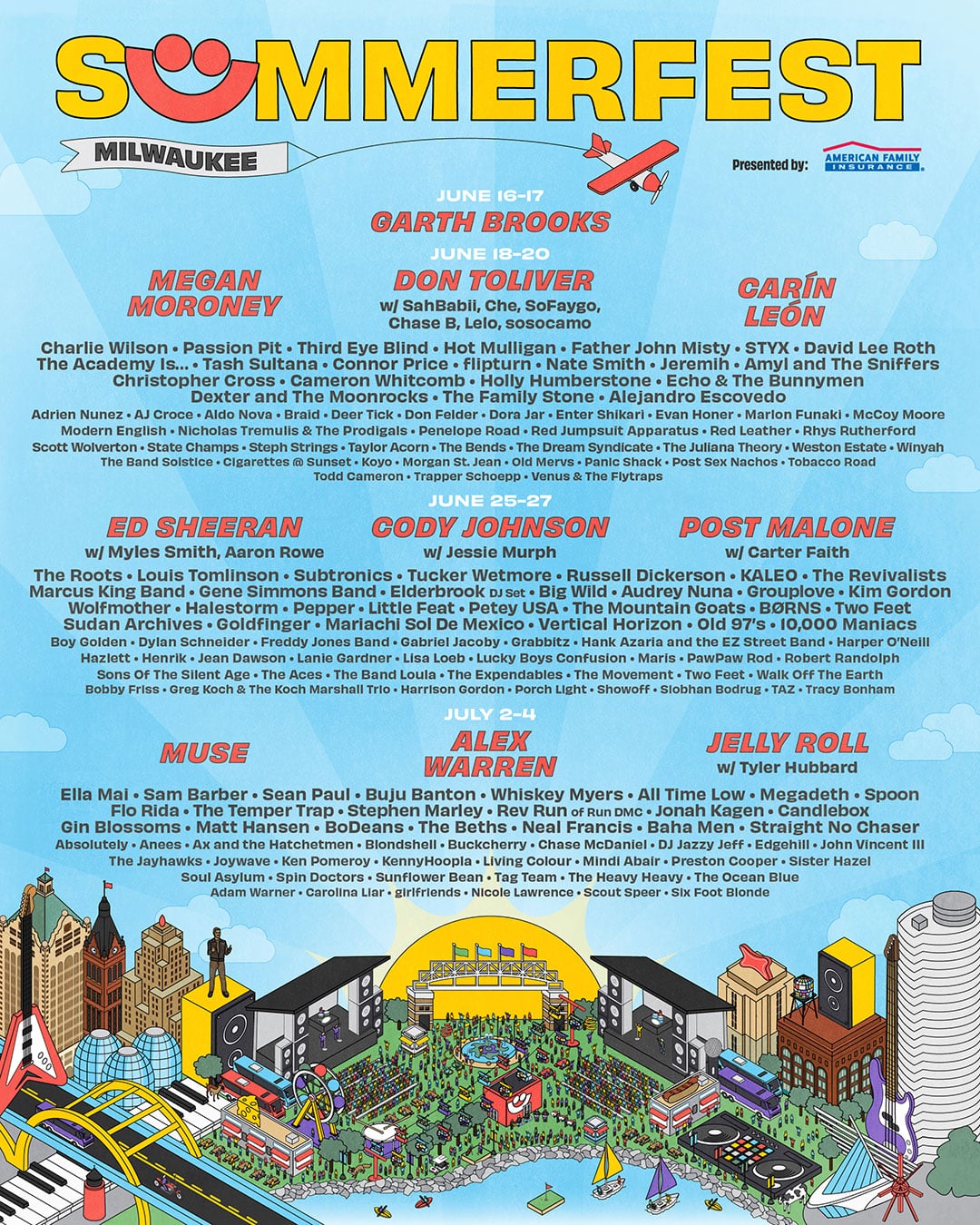 Summerfest 2026 lineup announced: Garth Brooks, Ed Sheeran, Post Malone ...